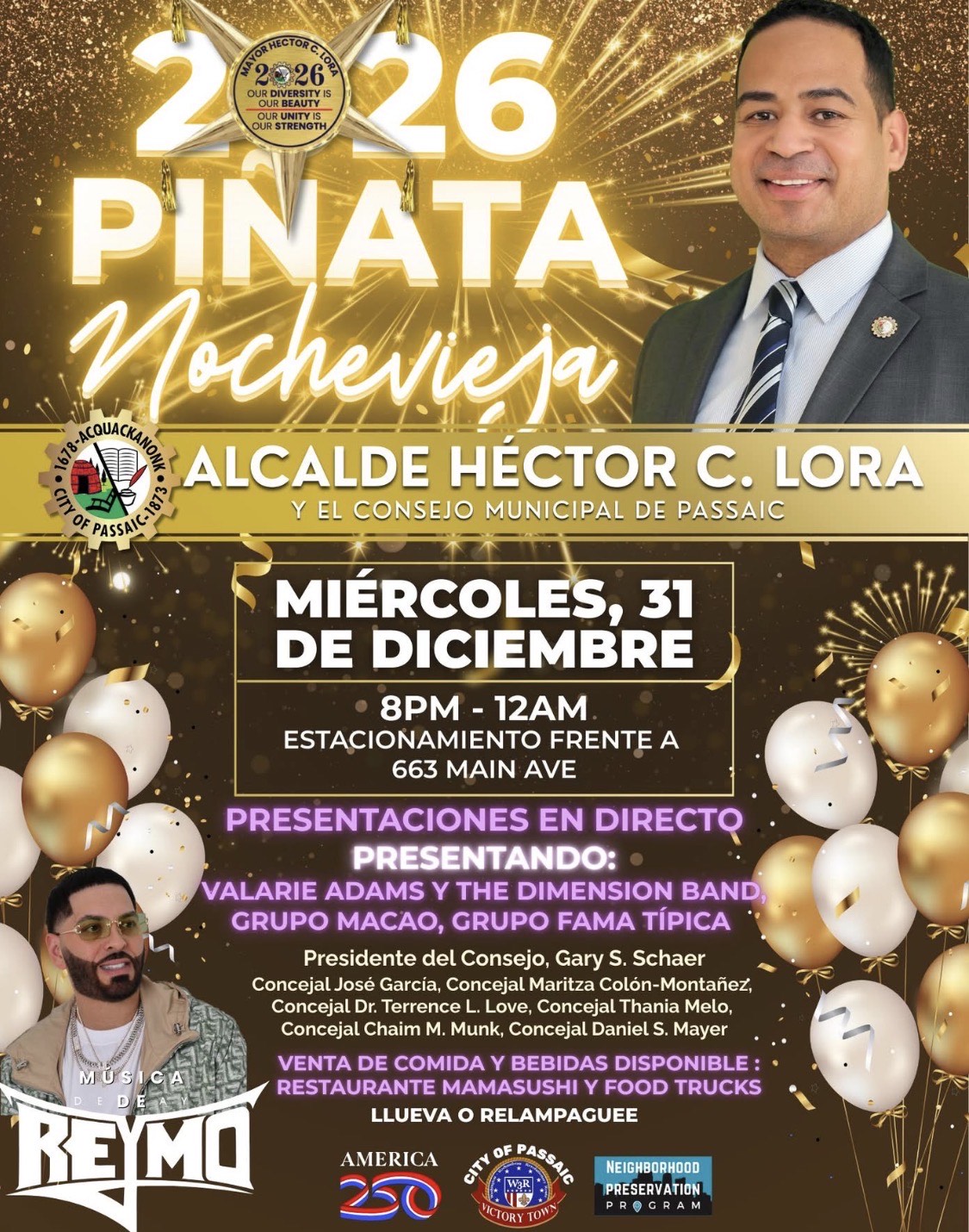 Alcaldía de Passaic invita a celebrar la Piñata de Nochevieja 2026 con ...